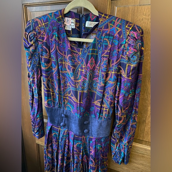 Vintage | Dresses | 8s Vintage Karin Stevens Print Dress Size 2 | Poshmark